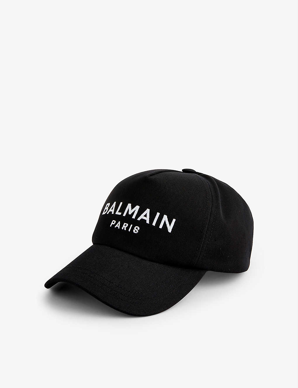 BALMAIN Logo-Embroidered Curved-Peak Cotton Baseball Cap in BLACK ...