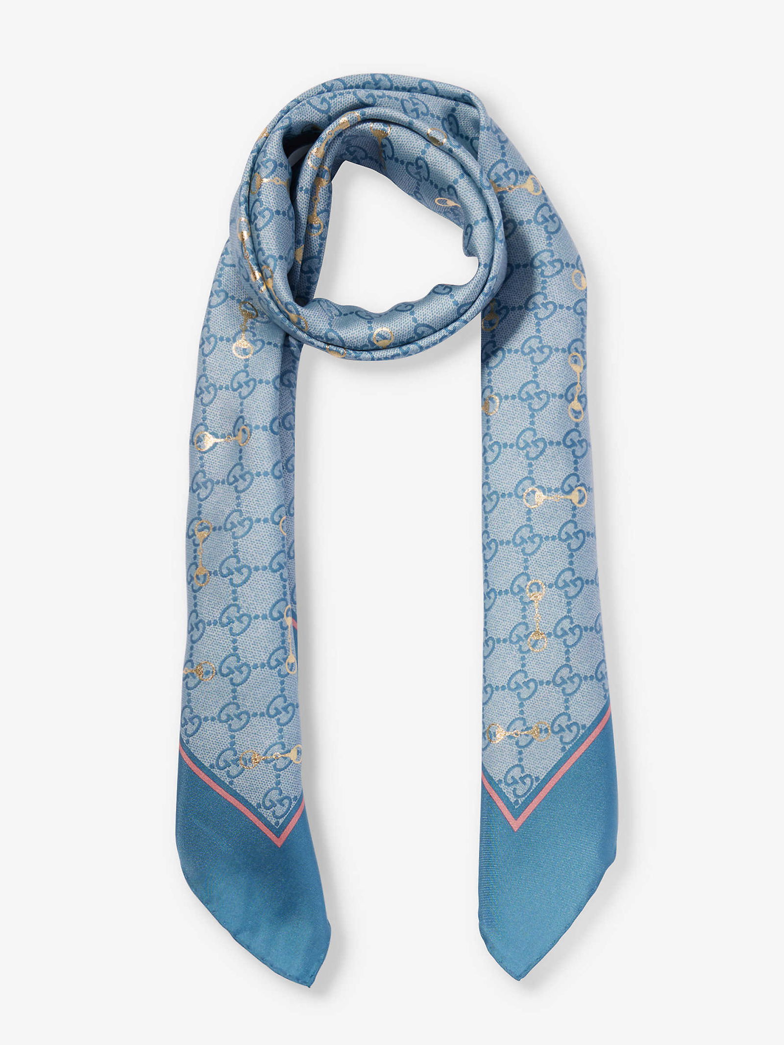 GUCCI GG Horsebit Graphic-Print Silk Scarf | Endource