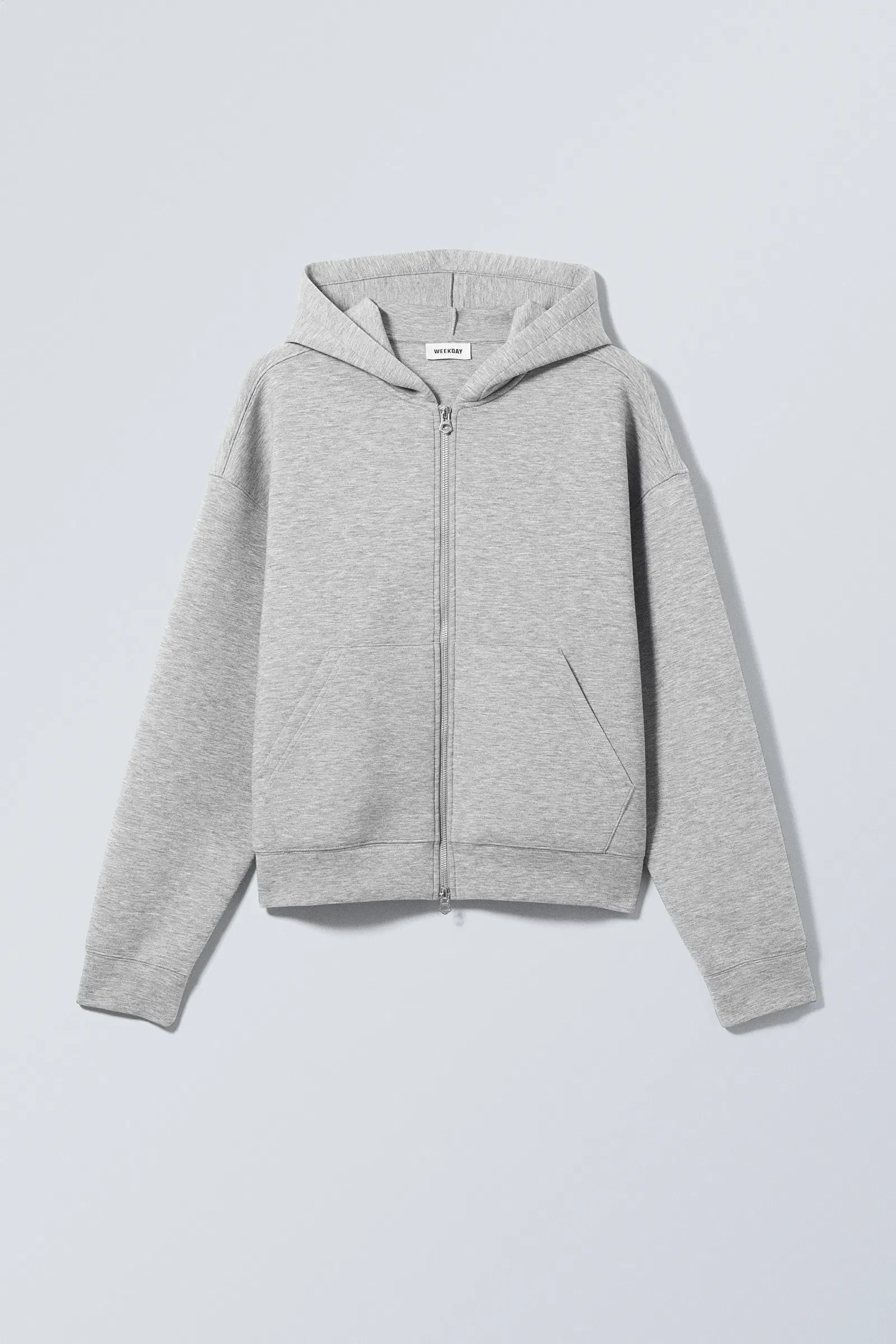 WEEKDAY Simon Scuba Zip Hoodie in Grey Melange | endource