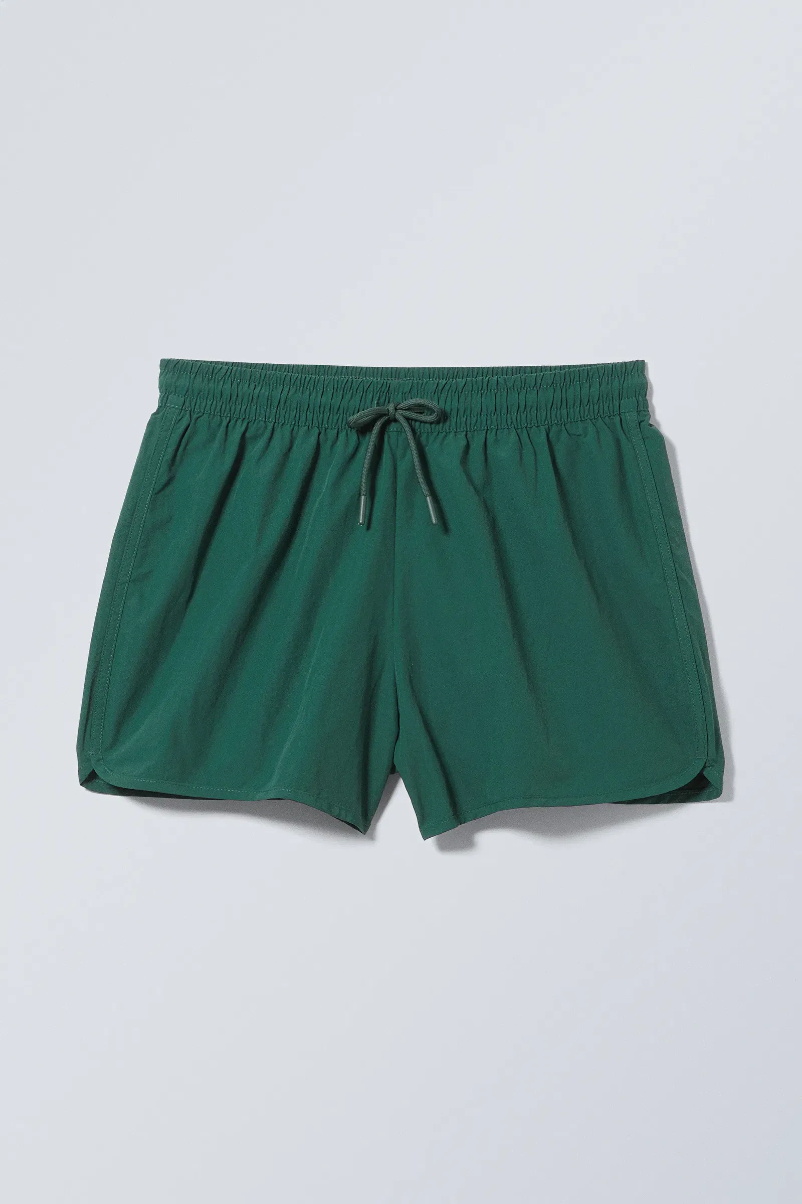 WEEKDAY Tan Structure Swim Shorts in Dark Green | Endource
