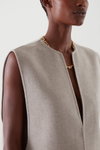 COS Deep V-Neck Sleeveless Top in LIGHT GREY | endource