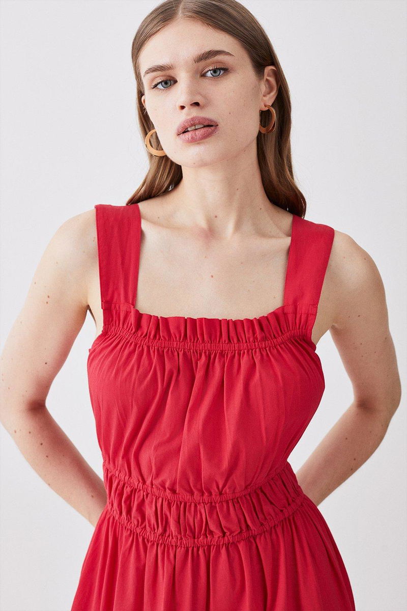 Karen Millen Tiered Strappy Maxi Dress In Red Endource