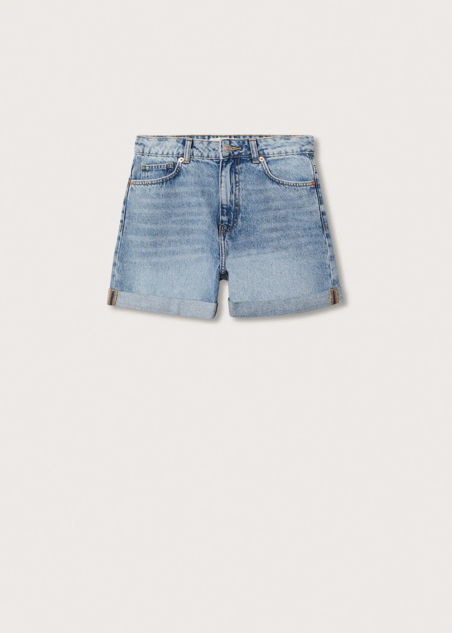 MANGO Mom-Fit Denim Shorts in Medium Blue | Endource