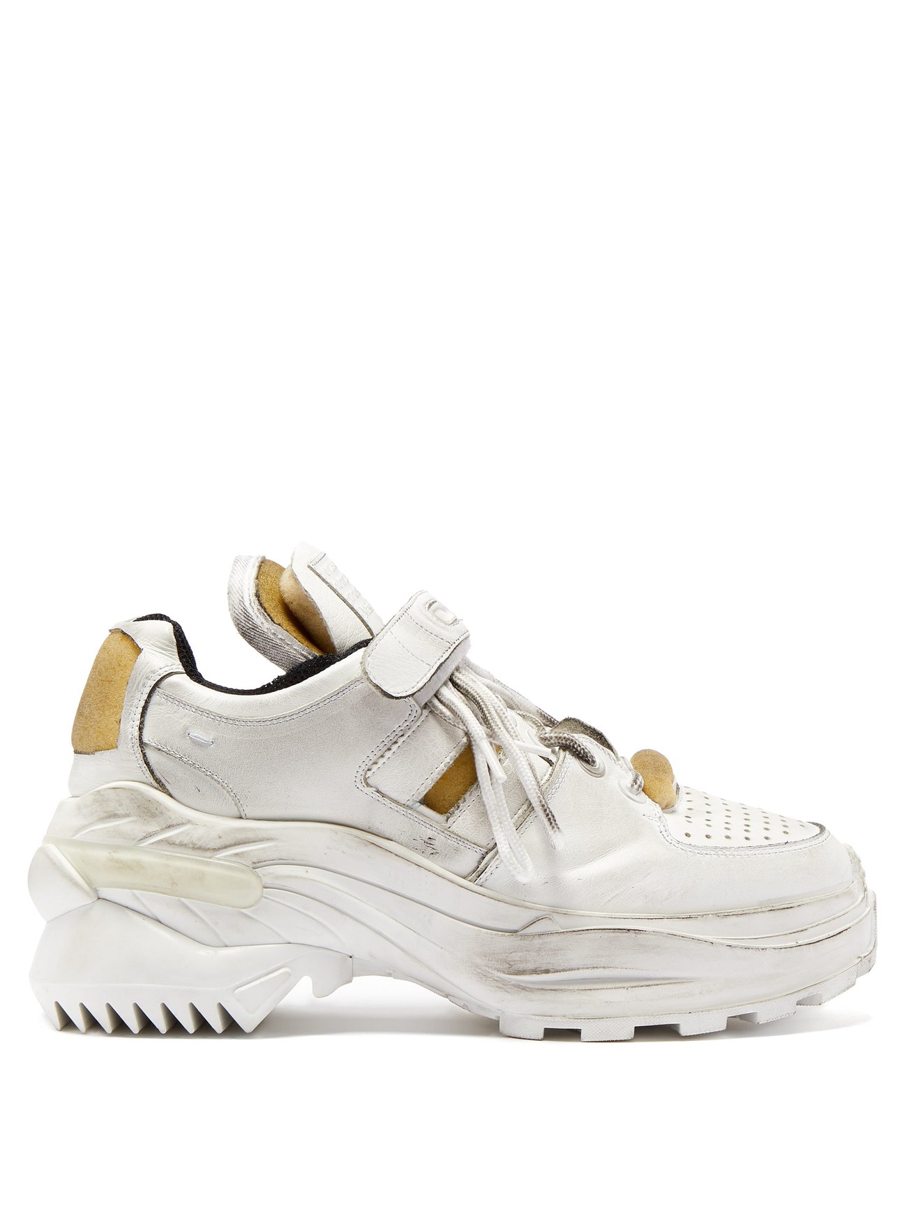 MAISON MARGIELA Retro Fit Deconstructed Low-Top Leather Trainers in ...