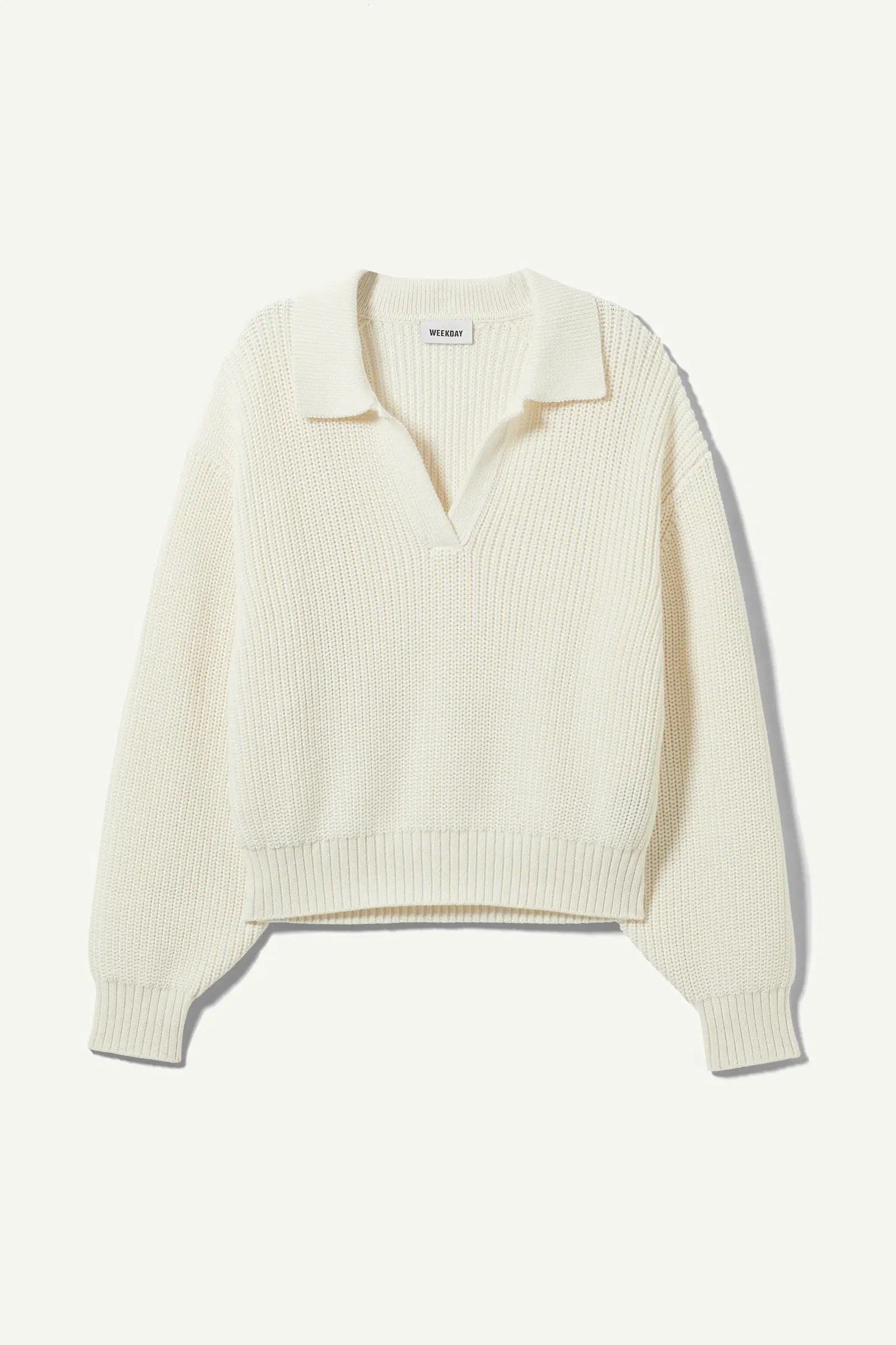 WEEKDAY Yoko Piké Sweater in Off-white | endource