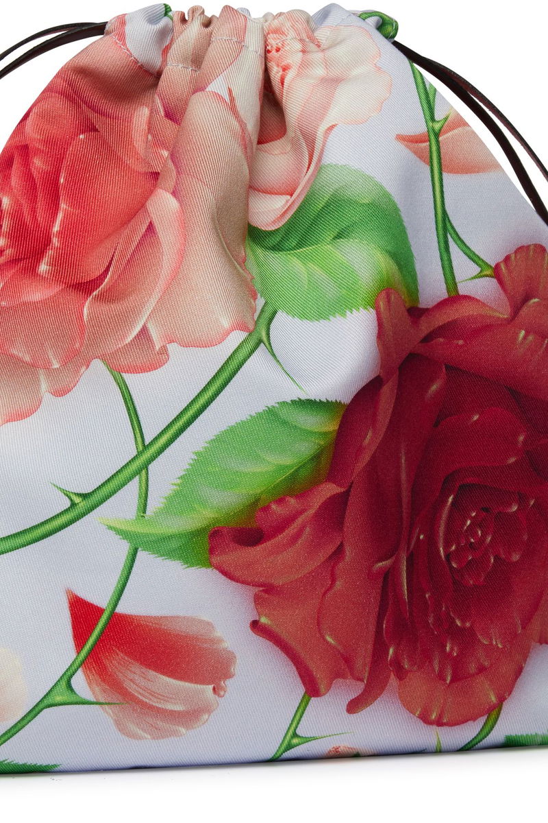 LOEWE Roses Printed Pouch With Drawstrings in Blue Lilac | endource