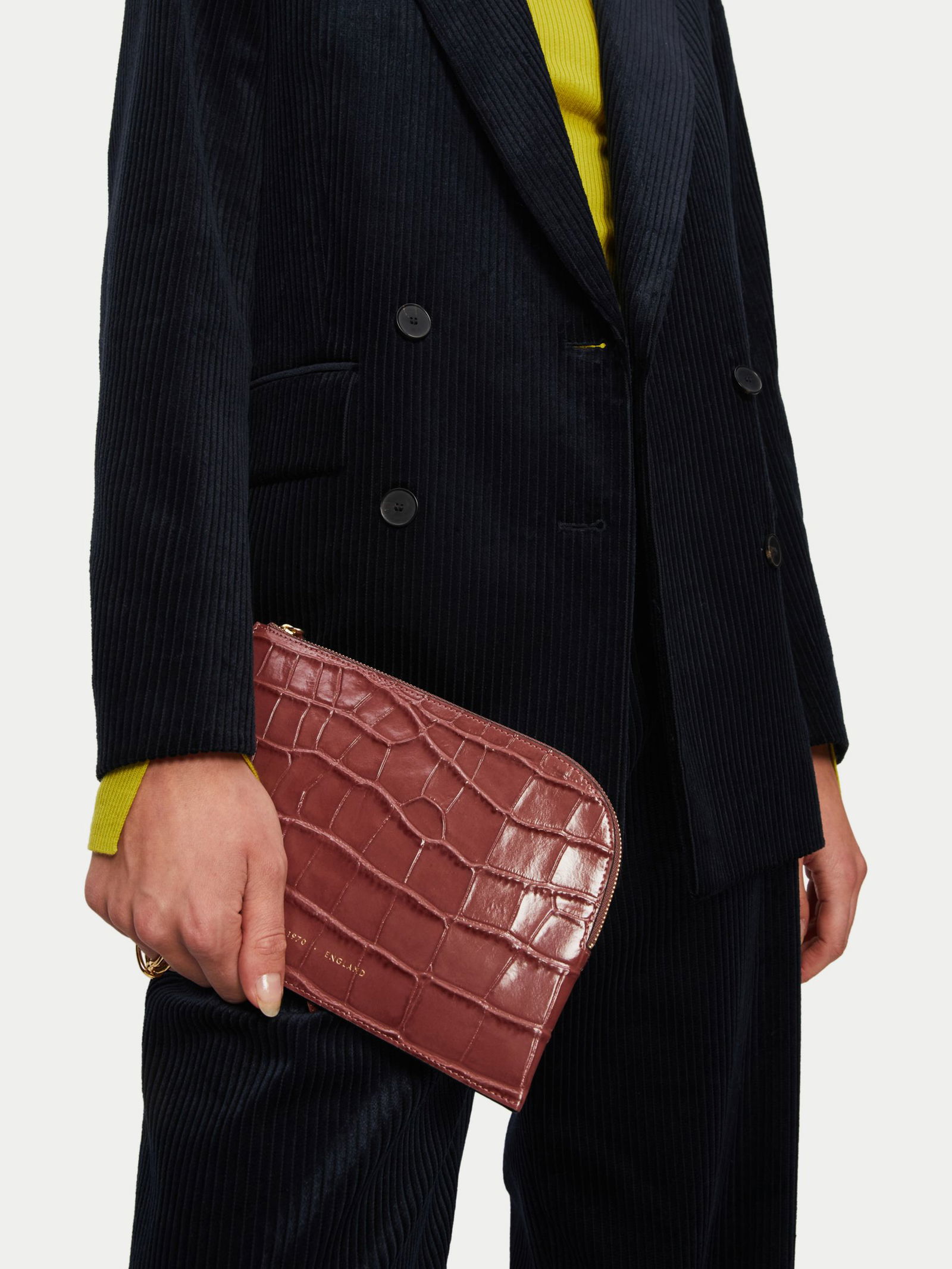 JIGSAW Sophia Croc Leather Pouch Bag | endource