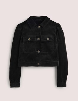 BODEN Cropped Cord Jacket in Black | endource