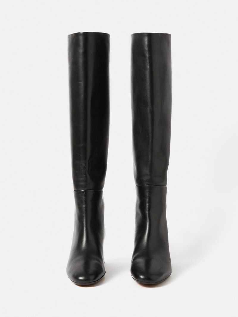JIGSAW Leather Knee High Riding Boots in Black | Endource