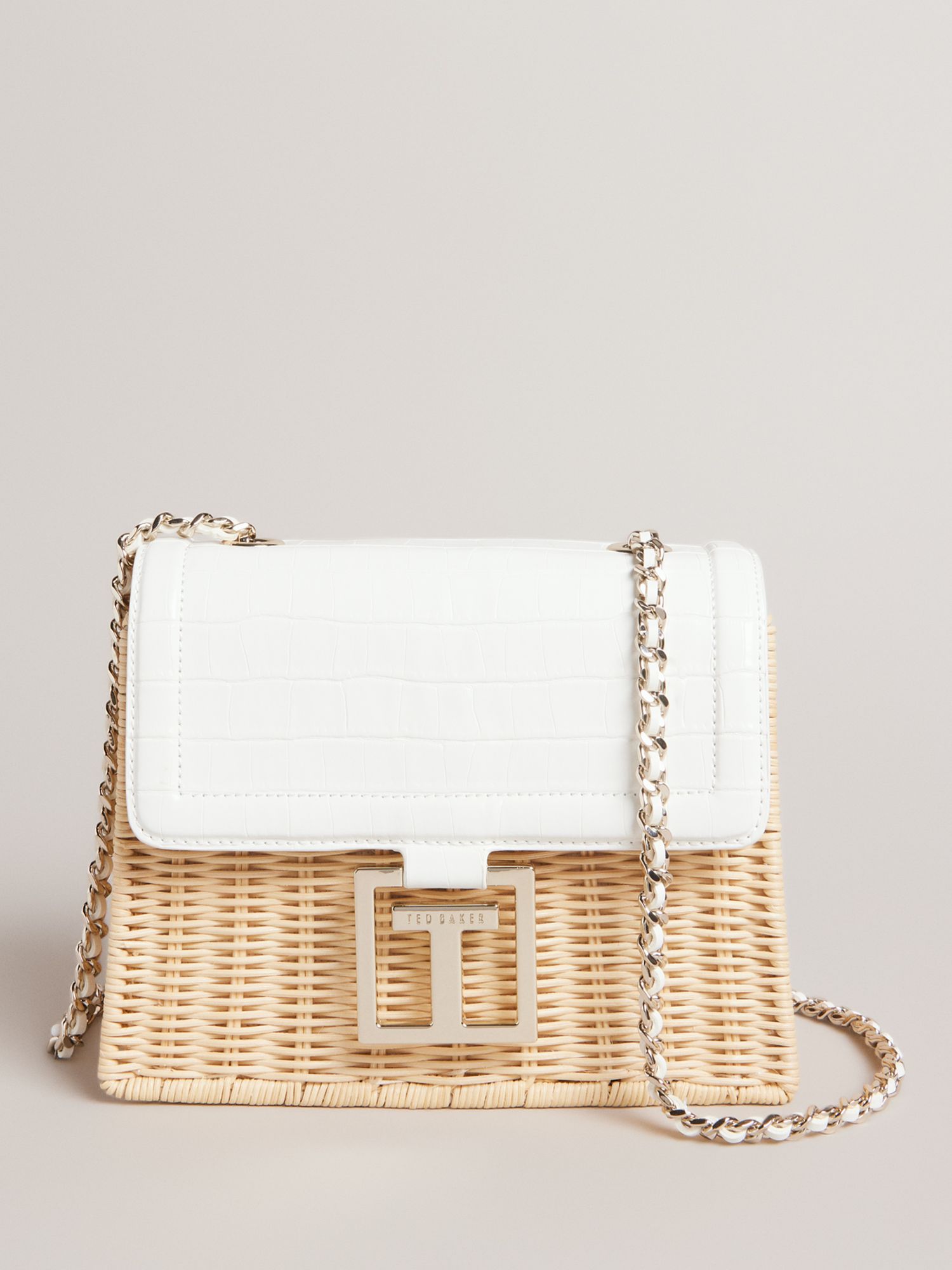 TED BAKER Jaylisi Imitation Croc Basket Crossbody Bag in Ecru | endource