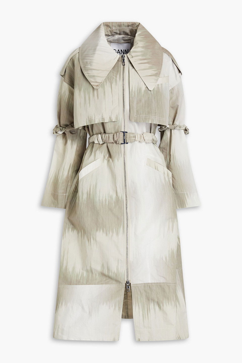 GANNI Printed Shell Trench Coat in Neutral | endource