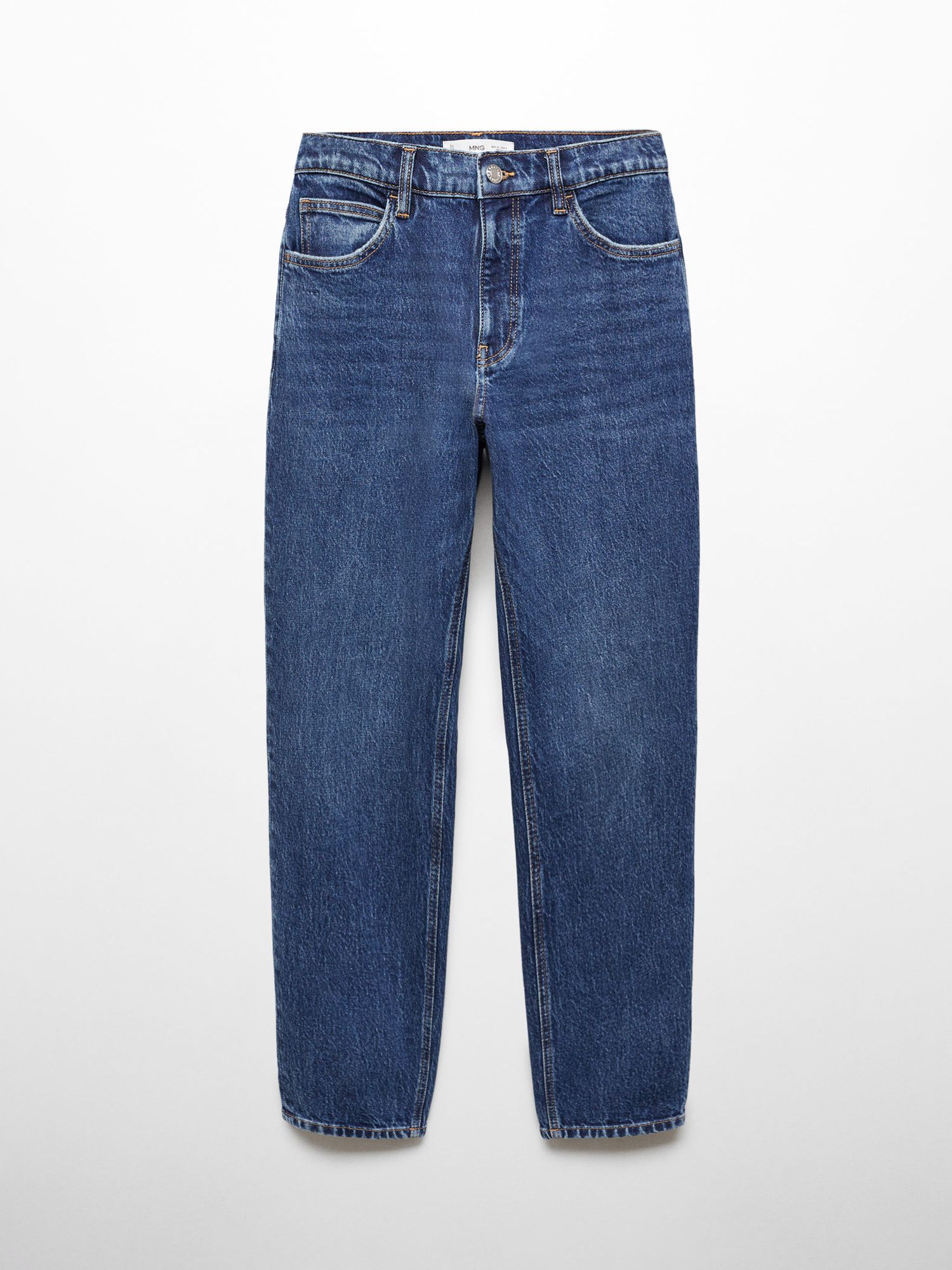 MANGO New Mom Cropped Jeans in Blue | endource