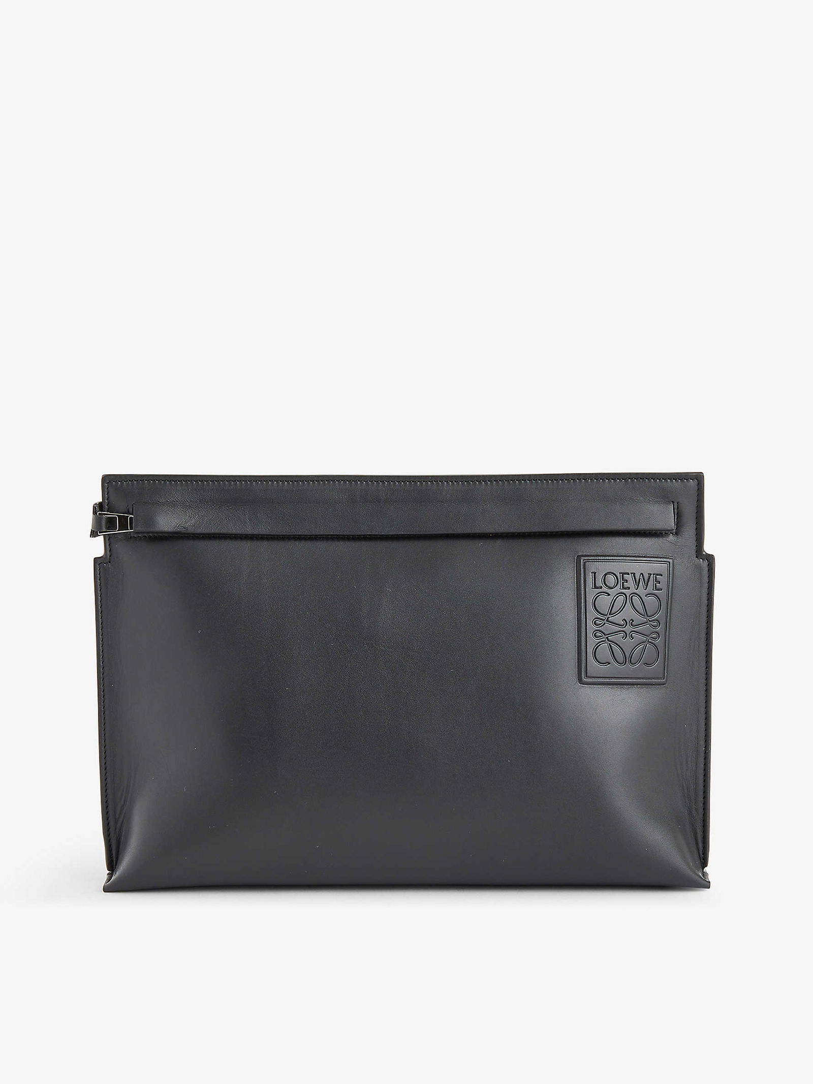 LOEWE Anagram-Embellished Leather Pouch Bag in BLACK | Endource