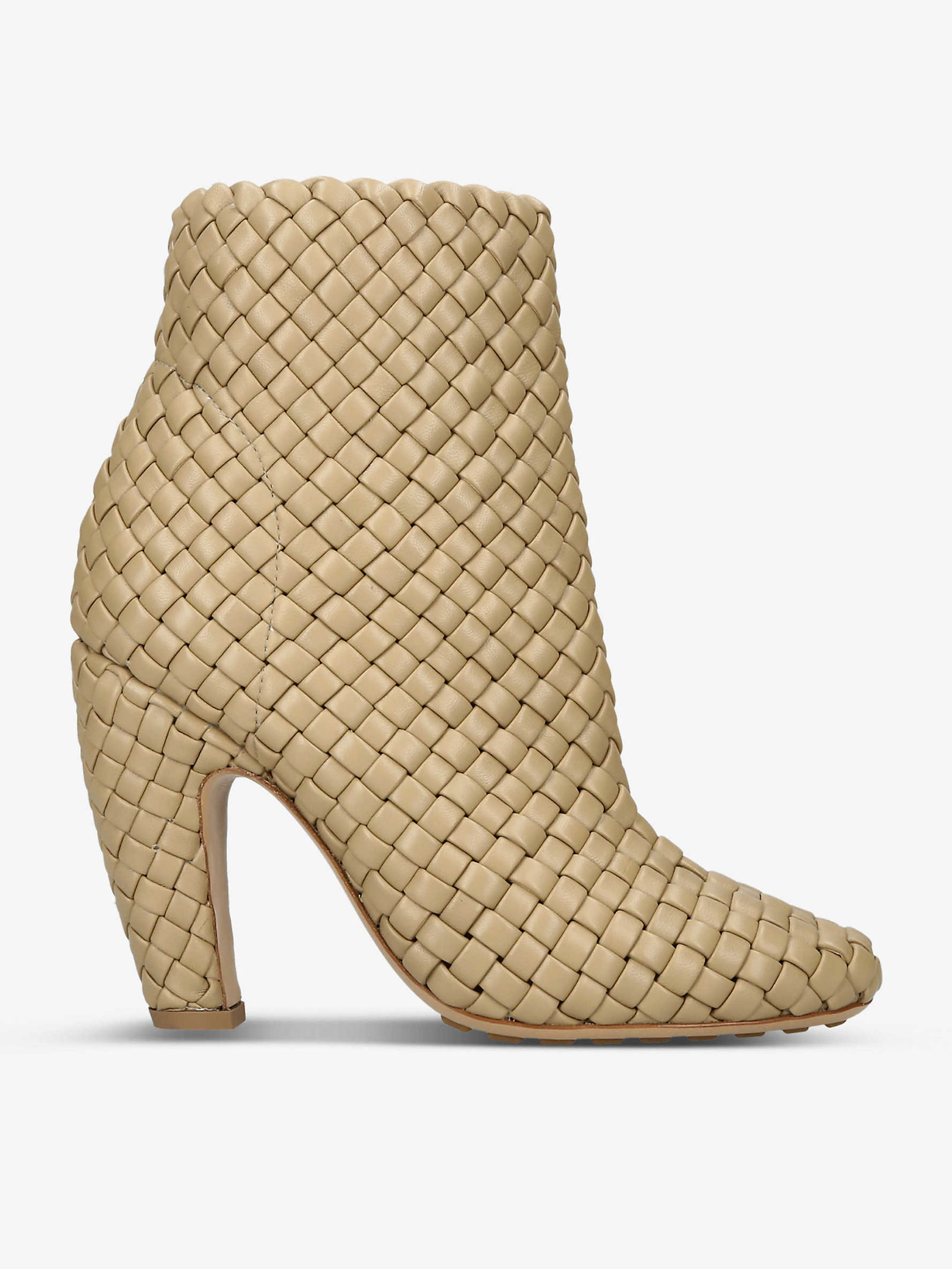 BOTTEGA VENETA Canalazzo Intrecciato-Weave Leather Heeled Ankle Boots ...