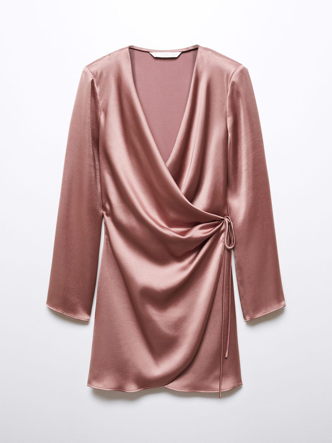 MANGO Wrapped Satin Dress in Pastel Pink | Endource