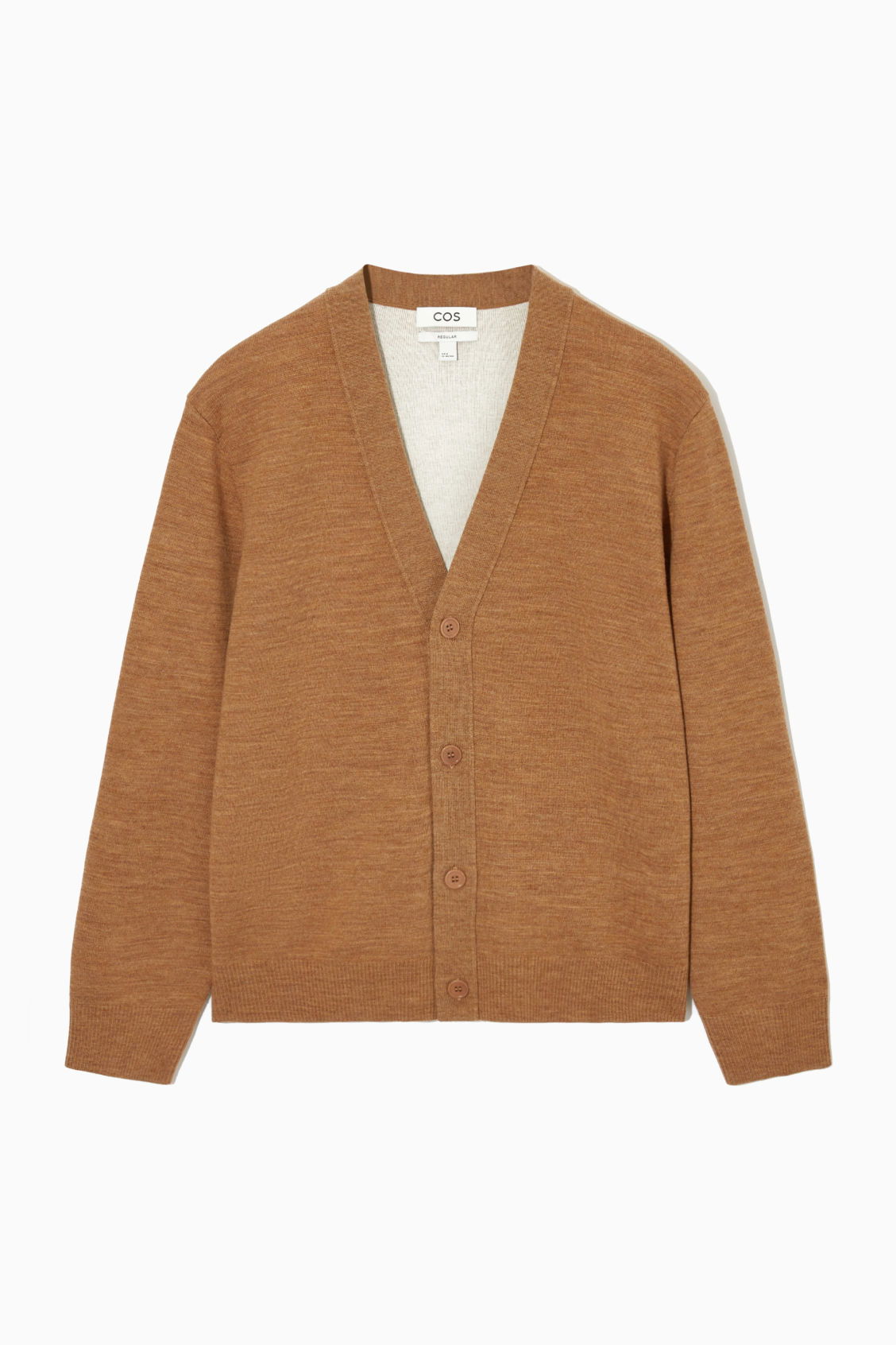 COS Regular-Fit Merino Wool Cardigan in DARK BEIGE | Endource