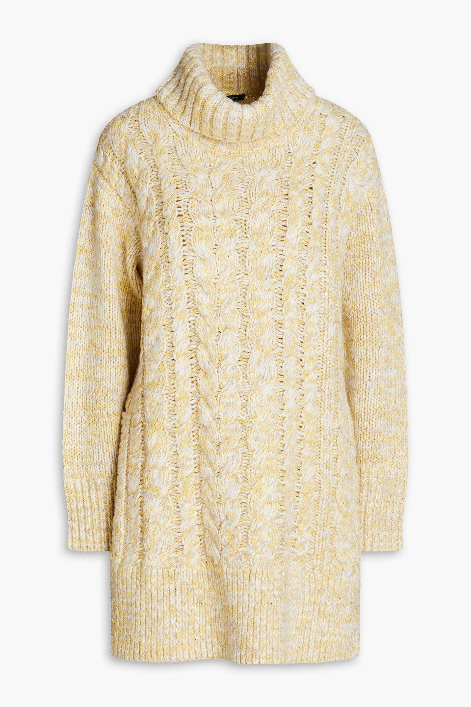 JOSEPH Marled Cable-Knit Wool-Blend Turtleneck Sweater in Yellow | Endource