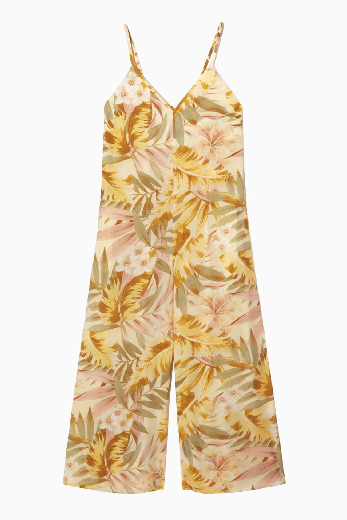 COS V-Neck Wide-Leg Jumpsuit in ORANGE / FLORAL | Endource