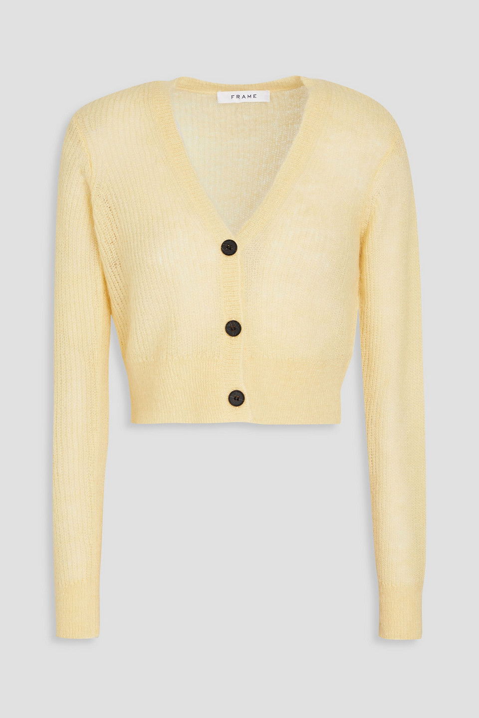 FRAME Shrunken Knitted Cardigan in White | endource