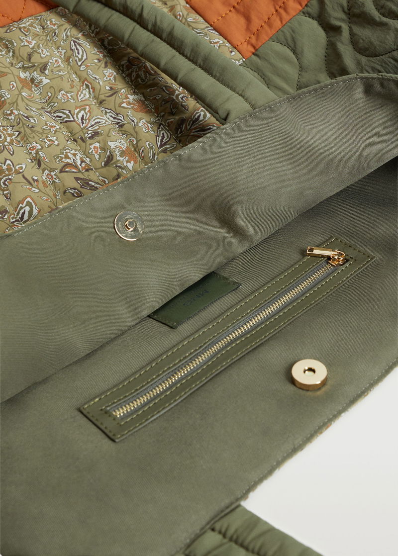 MANGO Quilted Patchwork Bag in Khaki | Endource