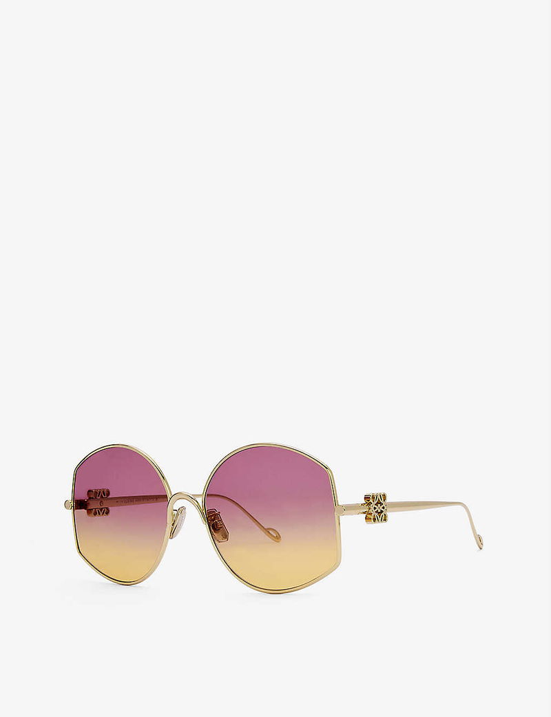 LOEWE Circular-Frame Logo-Engraved Sunglasses in PINK/ORANGE | Endource