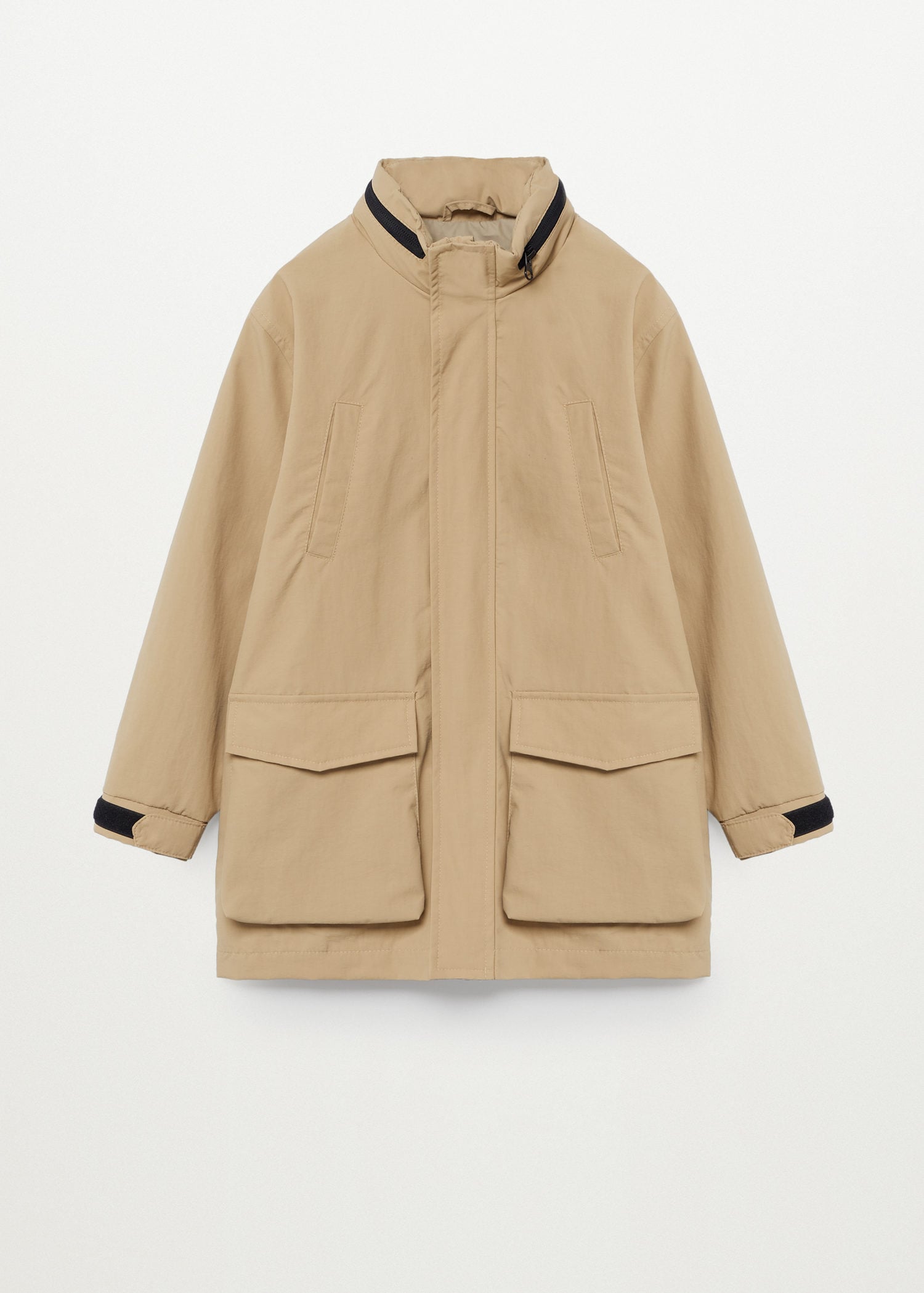 MANGO Hidden Hood Jacket in Beige | endource