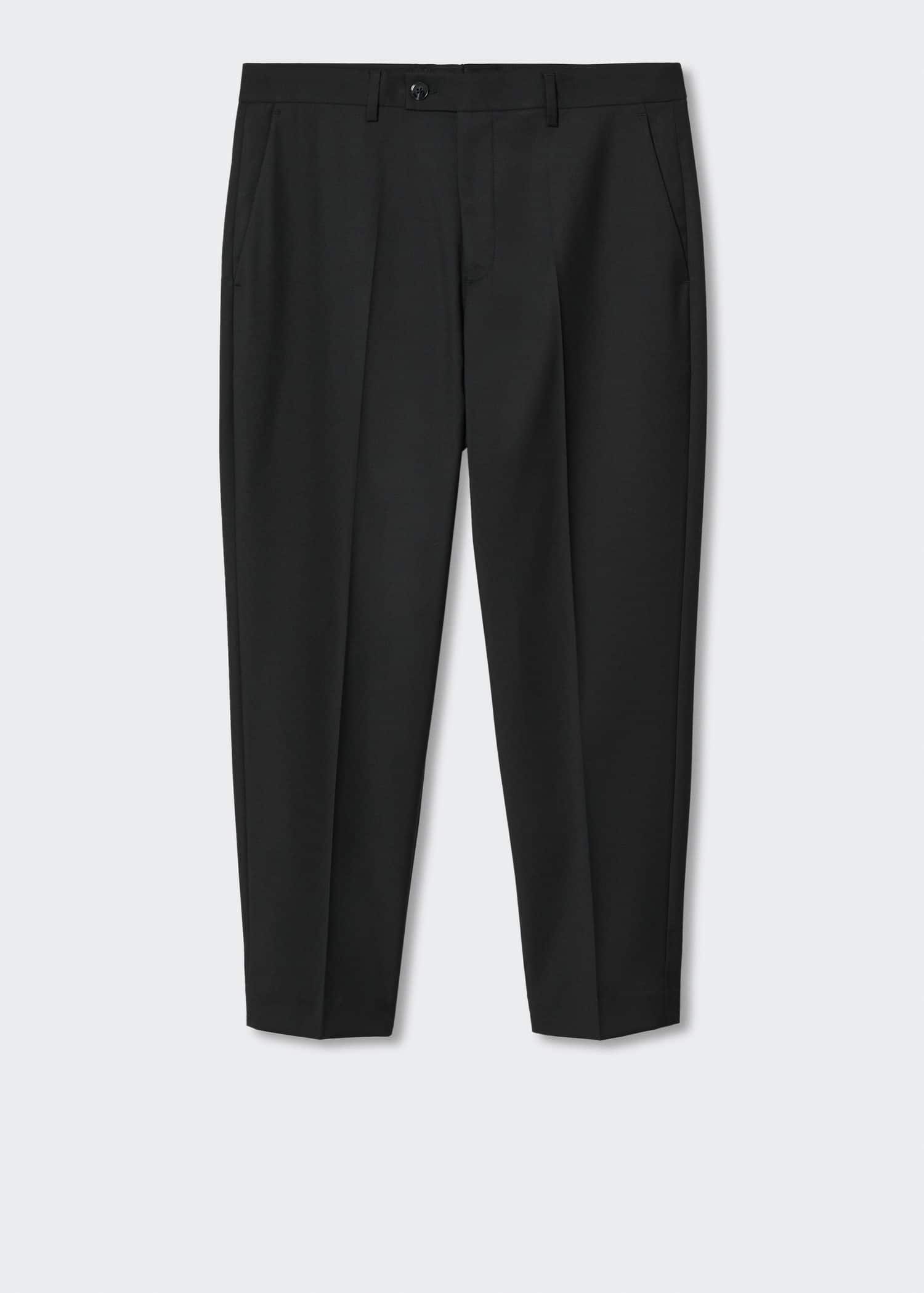 MANGO Slim Fit Suit Trousers in Black | Endource