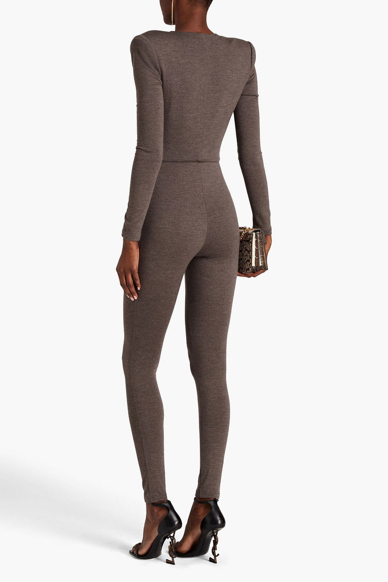 SAINT LAURENT Twisted Wool Jumpsuit in Neutral | Endource