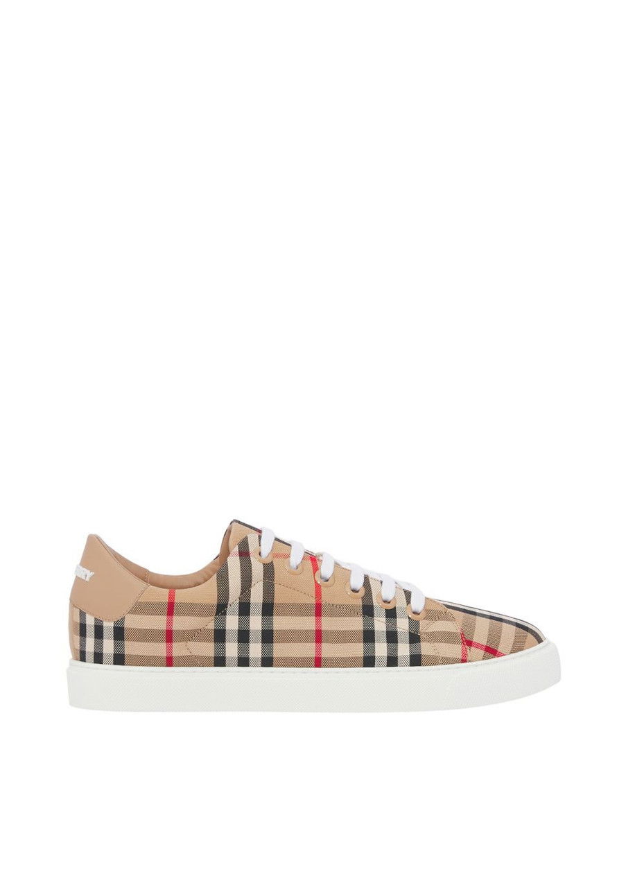 BURBERRY Check And Leather Sneakers | endource