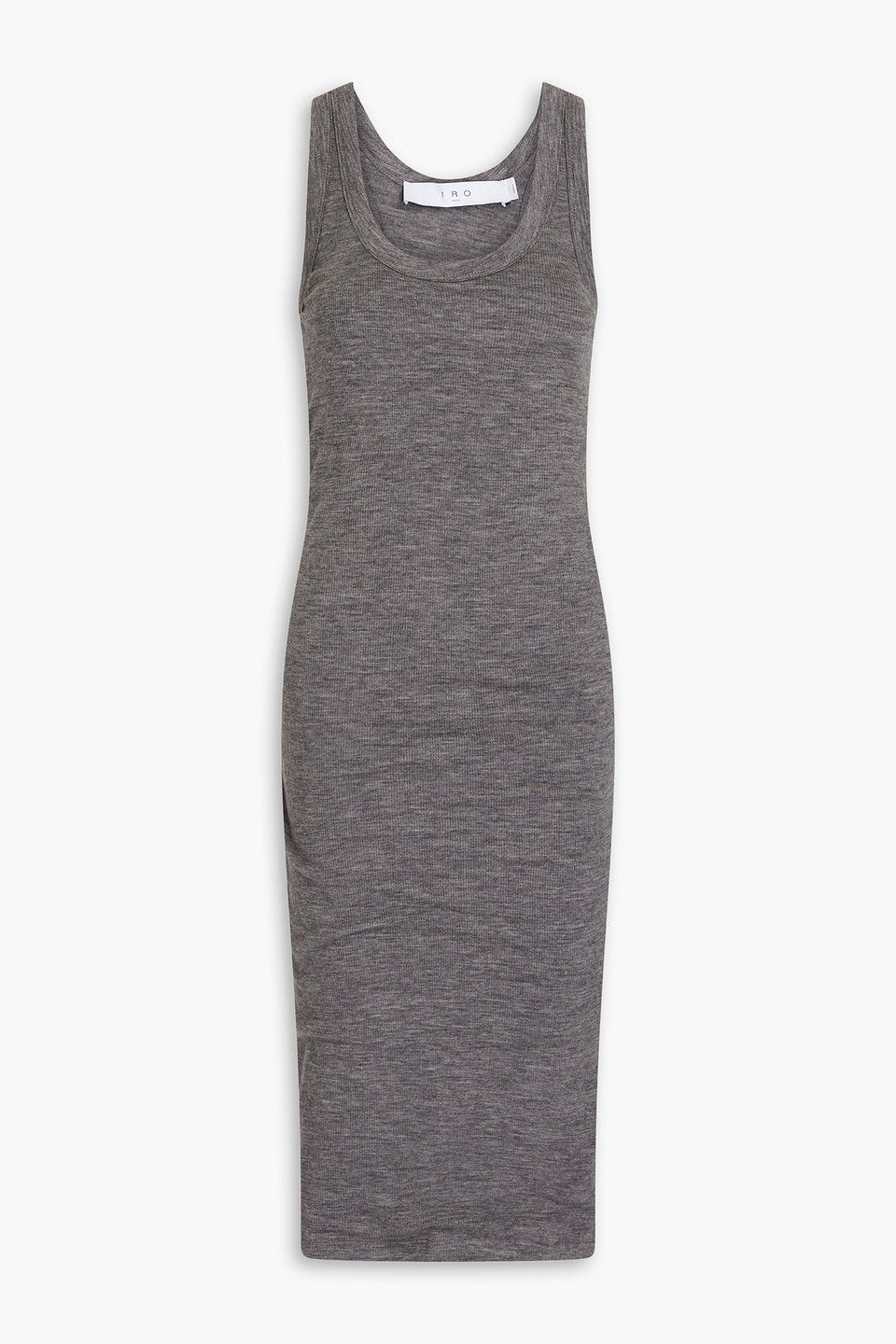 IRO Janko Ribbed Slub Wool Midi Dress in Gray | endource