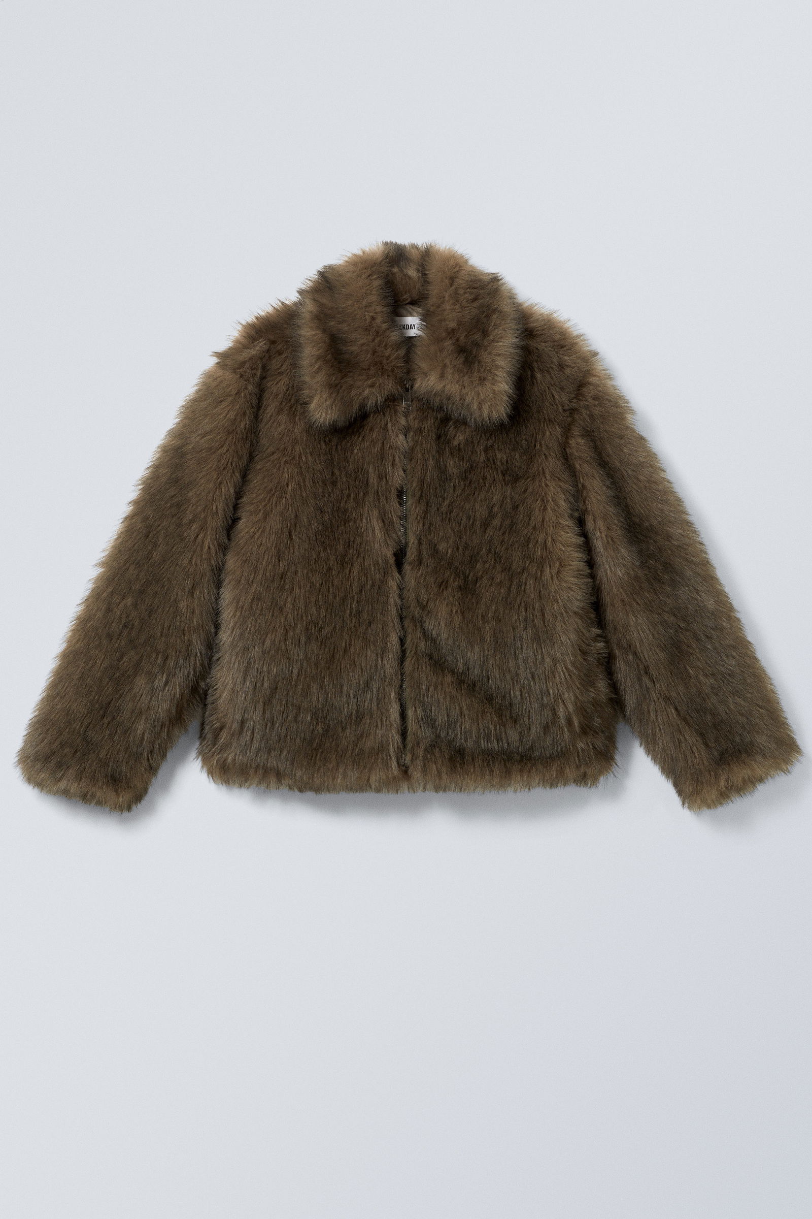 WEEKDAY Faux Fur Jacket in Dark Brown | endource