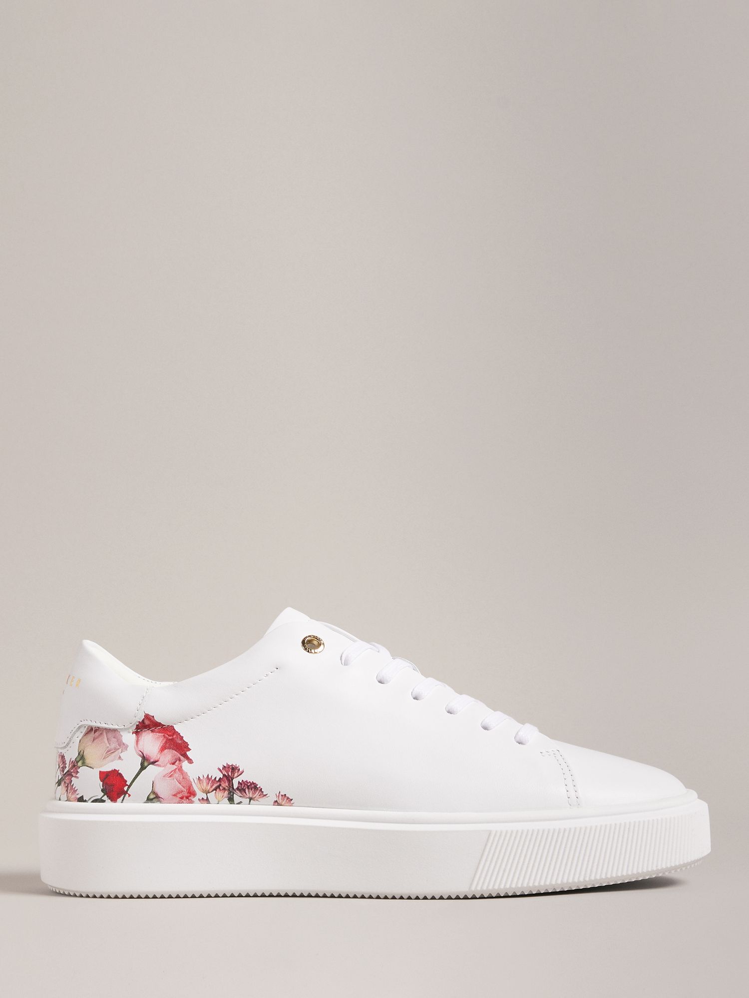 TED BAKER Lorny Floral Printed Platform Trainers in White White | endource