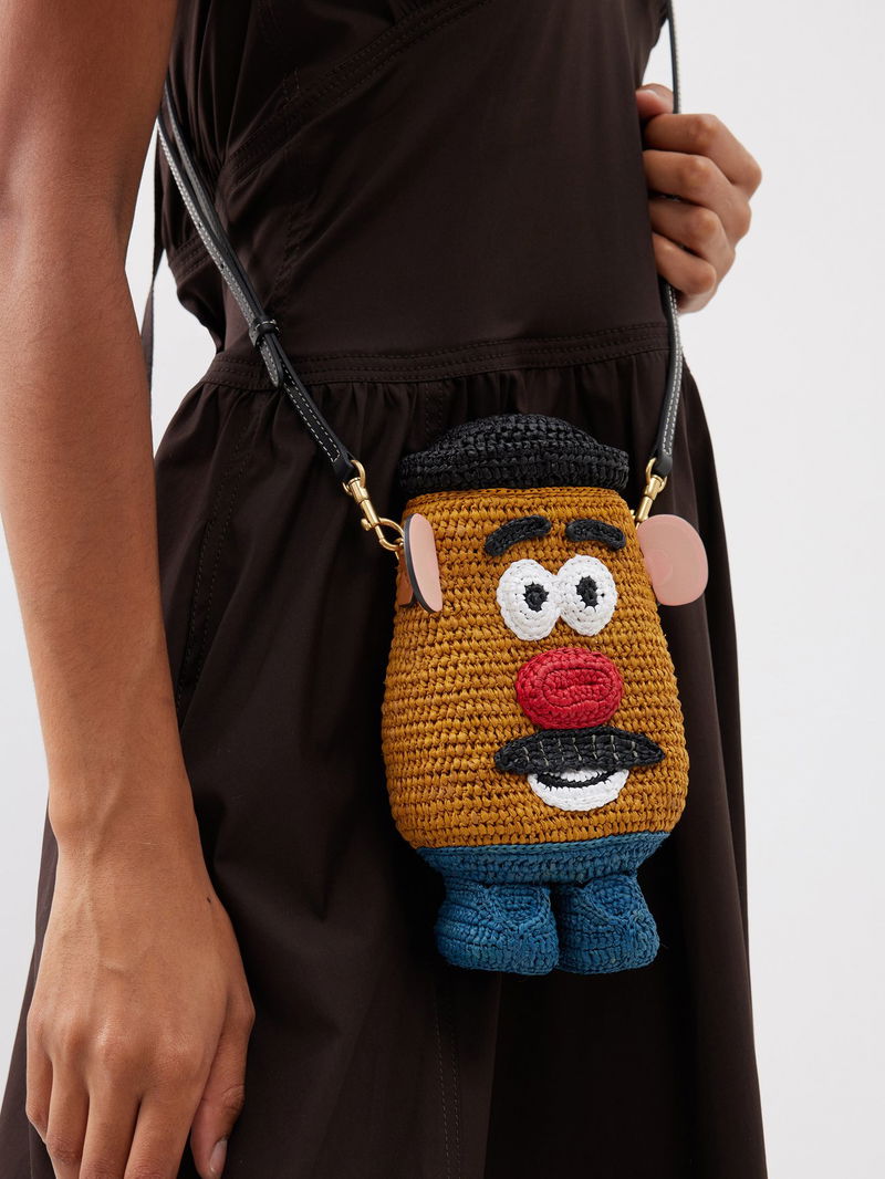 ANYA HINDMARCH Mr Potato Head Raffia Cross-Body Bag in Brown | endource