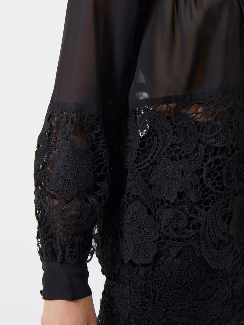 FRENCH CONNECTION Brianna Georgette 3D Lace Top in Black | Endource