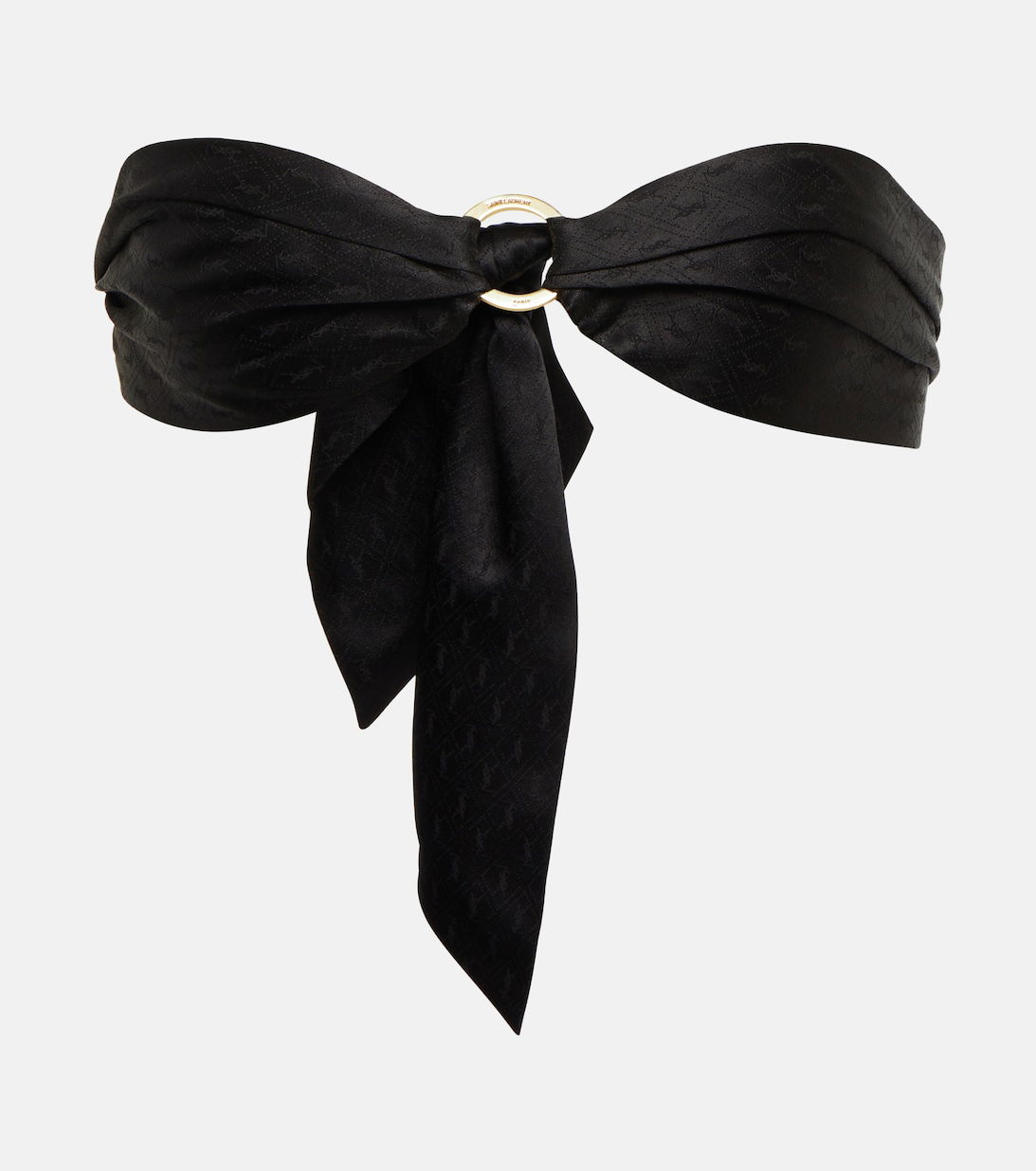 SAINT LAURENT Cassandre Silk Bandeau Top in Black | endource