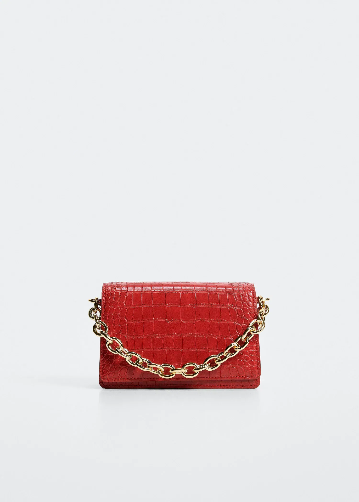 MANGO Crocodile Effect Double Handle Bag in Red | Endource