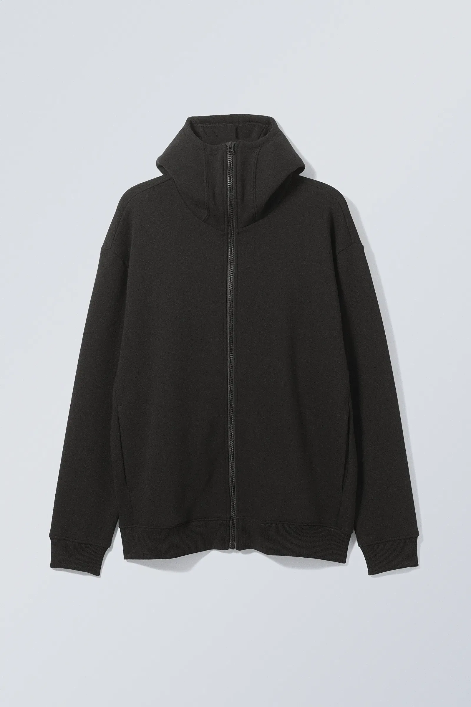 WEEKDAY Tim Balaclava Zip Hoodie in Black | endource