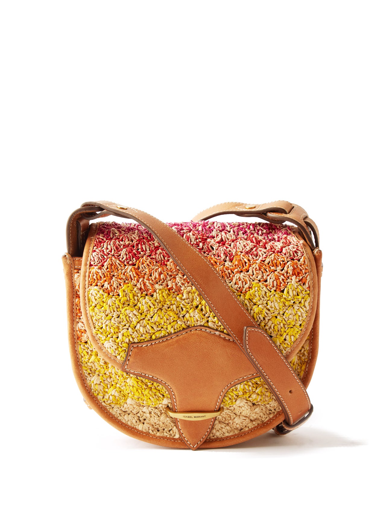 ISABEL MARANT Botsy Raffia And Leather Cross-Body Bag in Orange | endource