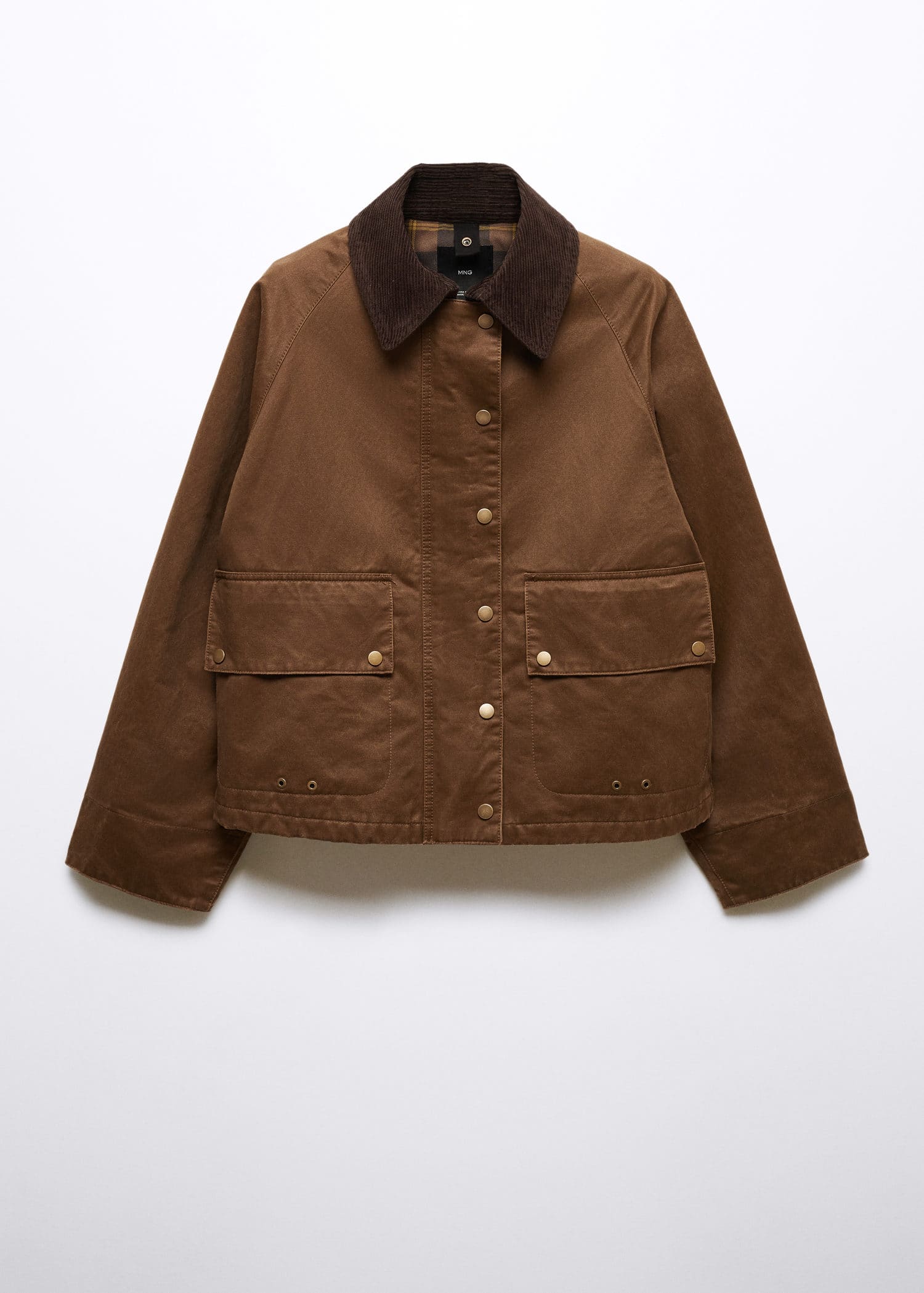 MANGO Waxed-Effect Parka in Medium Brown | endource