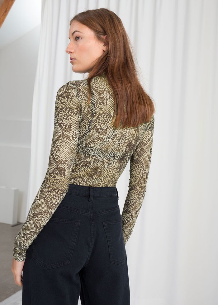 & OTHER STORIES Snake Print Mesh Top in Snake | endource