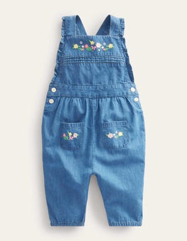 BODEN Embroidered Woven Dungaree in Mid Chambray | endource