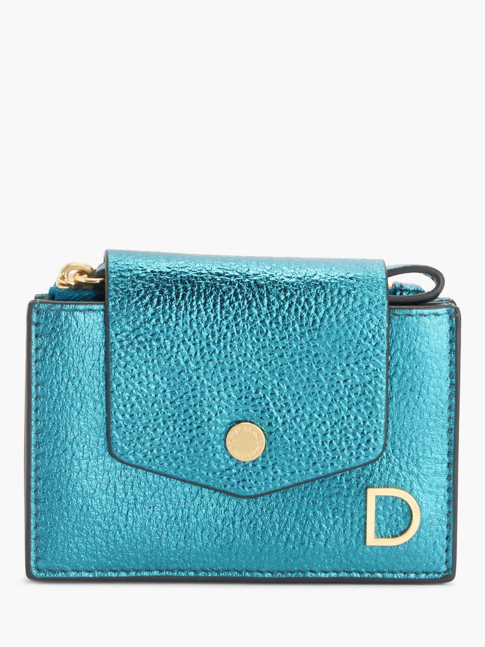 JOHN LEWIS Leather Alphabet Concertina Purse in Metallic Teal, D | endource