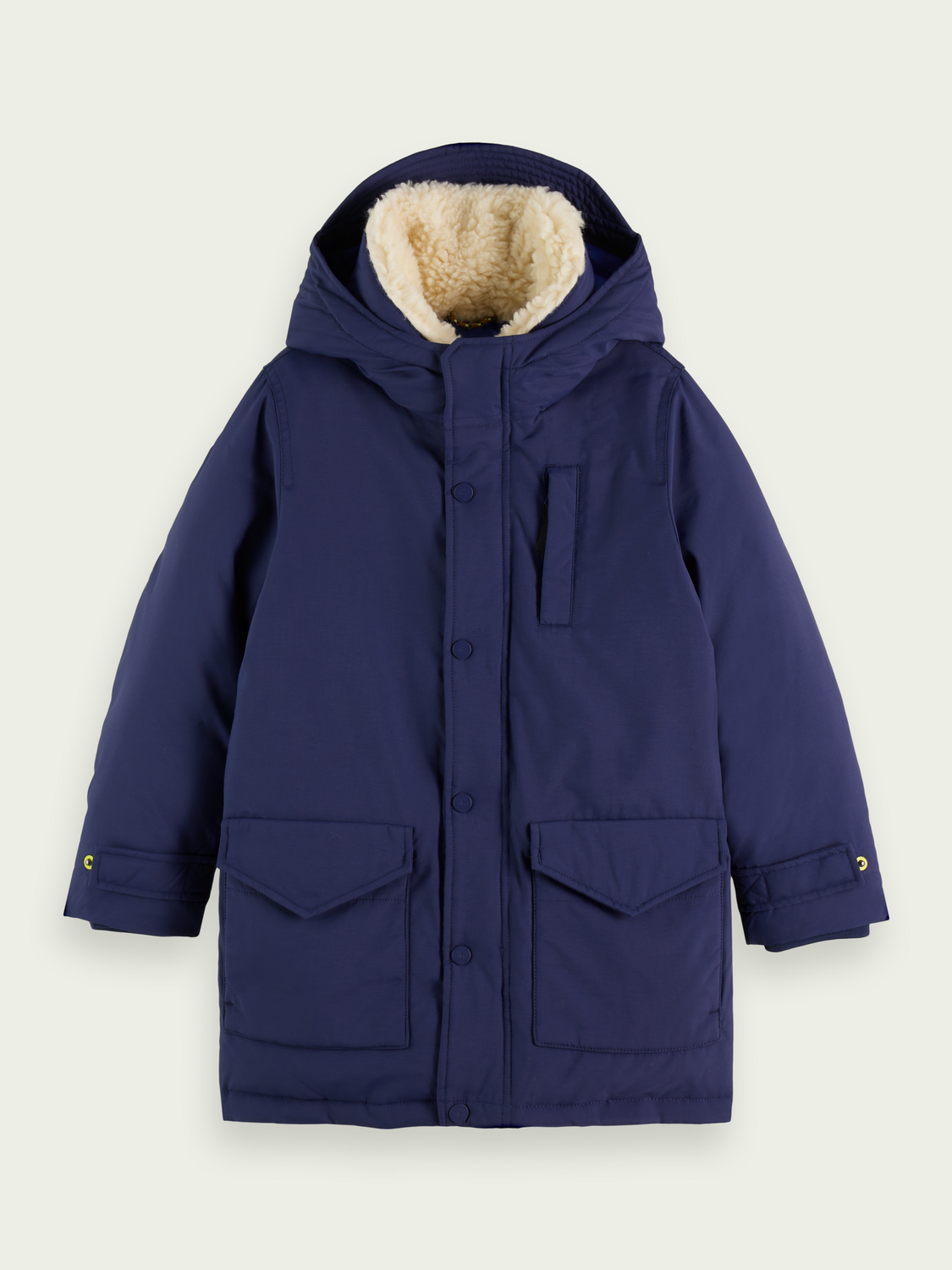 SCOTCH & SODA Hooded Jacket With Teddy Collar in Navy | endource