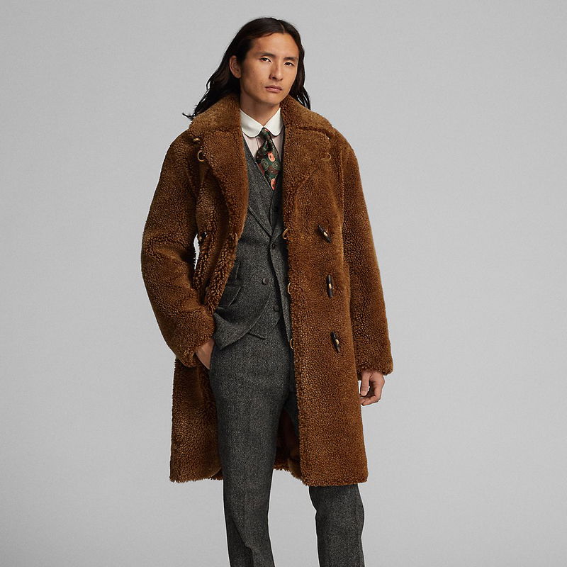 RALPH LAUREN RRL Shearling Coat in Brown | endource