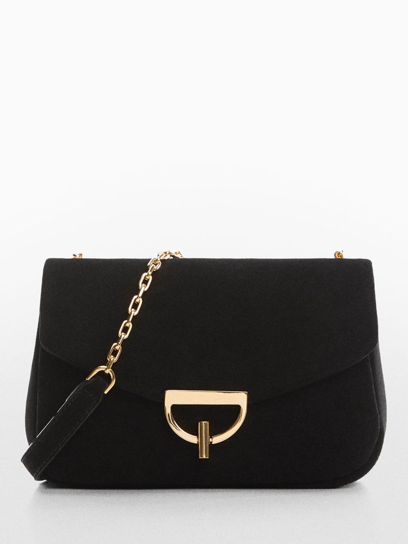 MANGO Bruna Suede Chain Bag in Black | endource