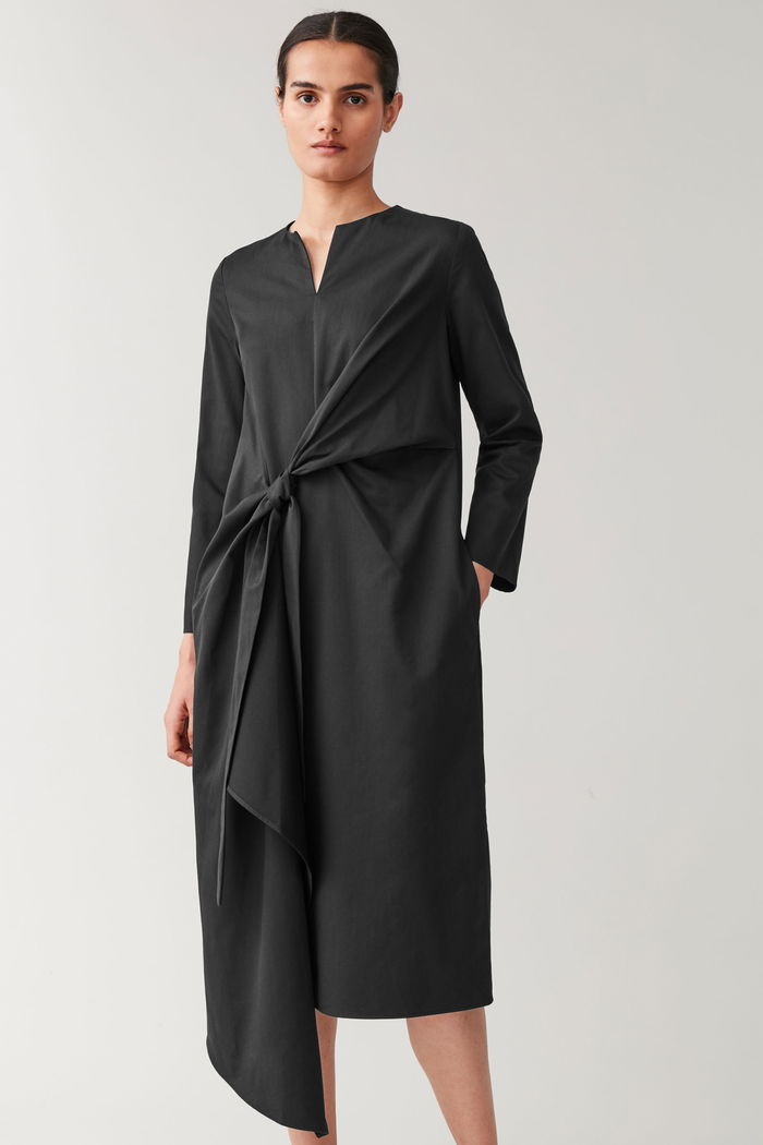 COS Draped Tied Cotton-Mix Dress | endource