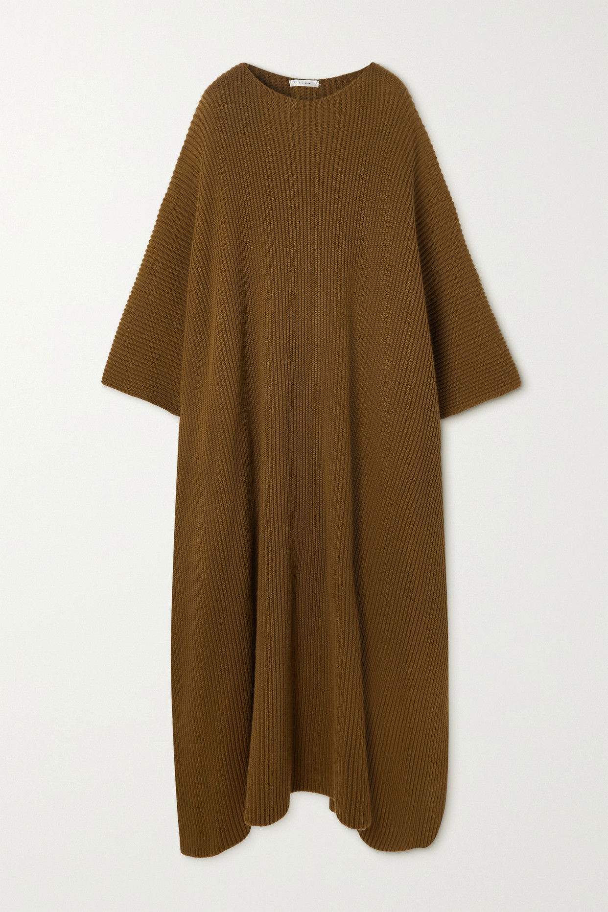 THE ROW Roman Ribbed Cashmere Poncho in Brown | endource