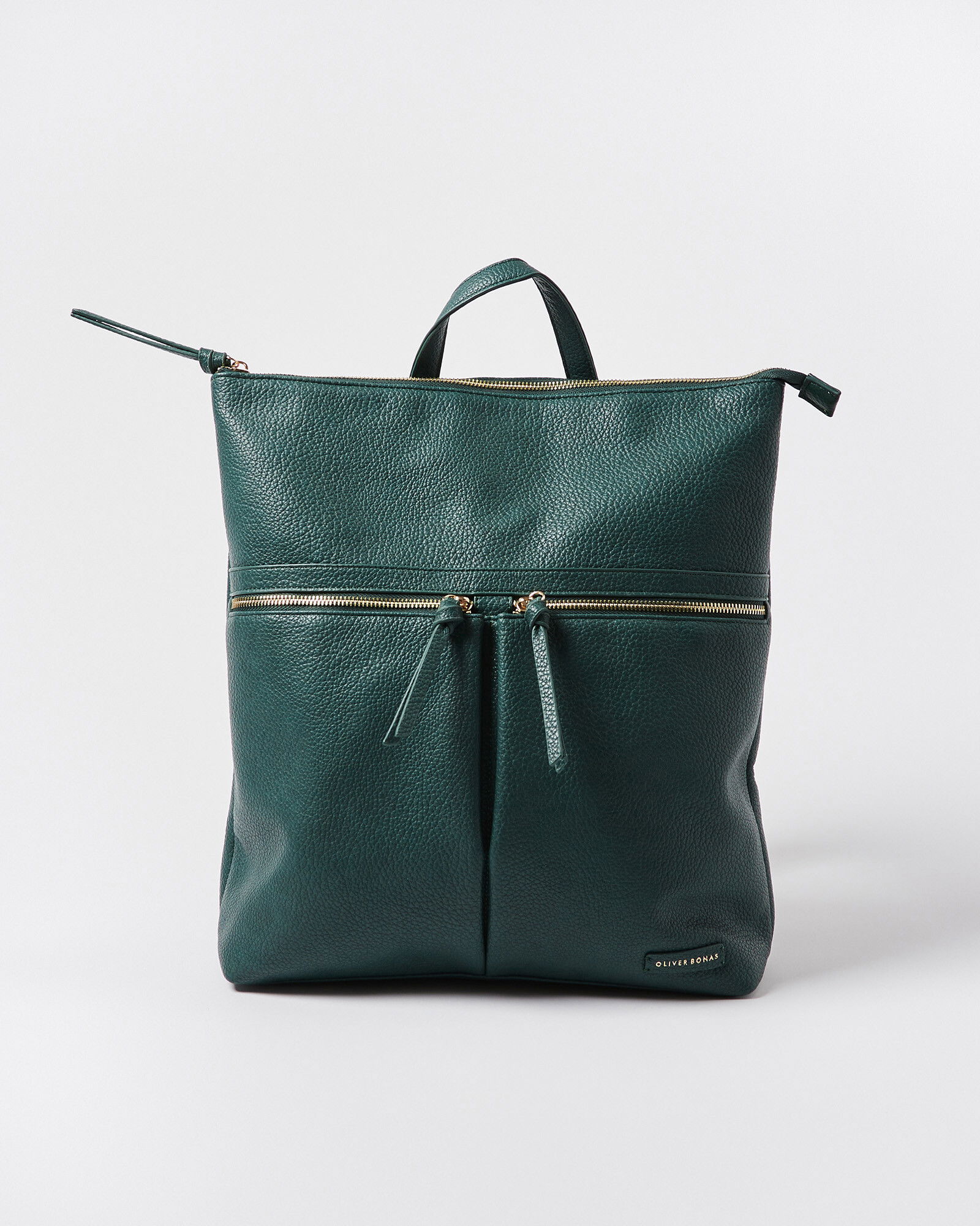 OLIVER BONAS Anie Double Large Pocket Backpack in Green | endource