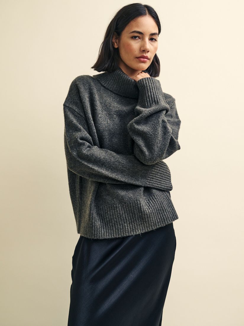 NOBODY'S CHILD Meet The Jean Roll Neck Jumper in Charcoal | endource