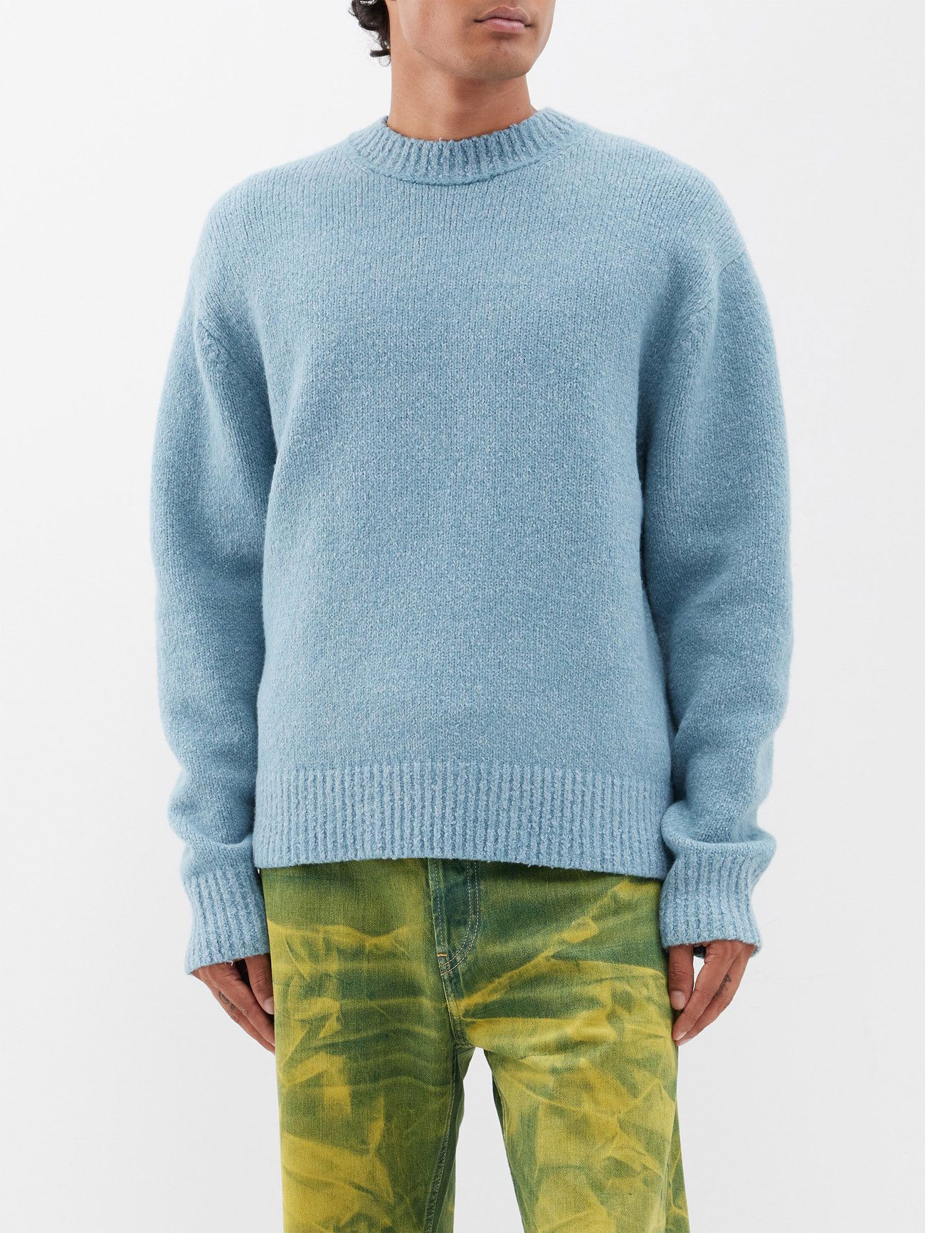 ACNE STUDIOS Kivon Textured-Knit Sweater in Blue | Endource